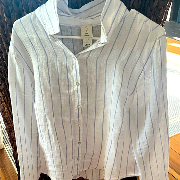 Joie | Tops | Joie Linen Shirt With Blue Stripes L | Poshmark